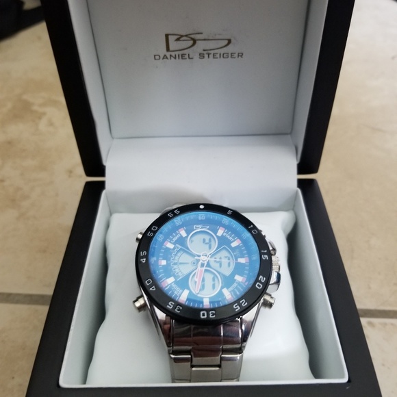 Accessories | Daniel Steiger Lazer Blue Steel Watch | Poshmark